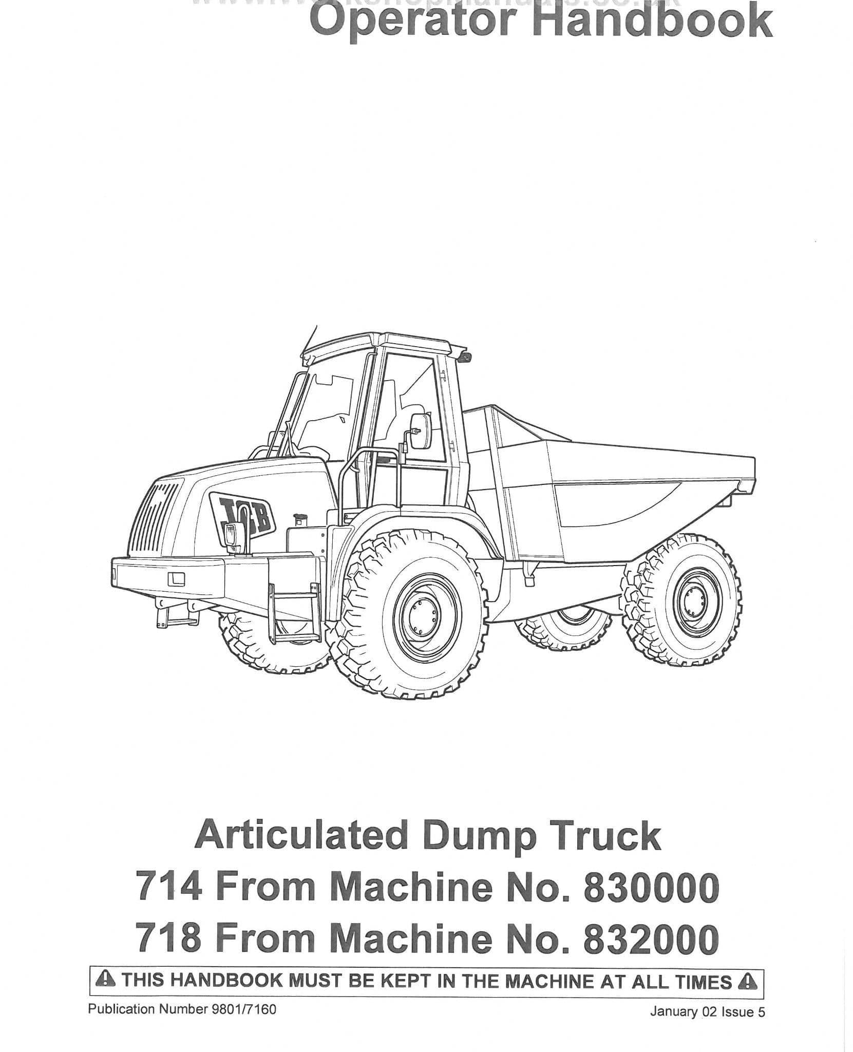 JCB Articulated Dump Truck 714 & 718 Operators Manual