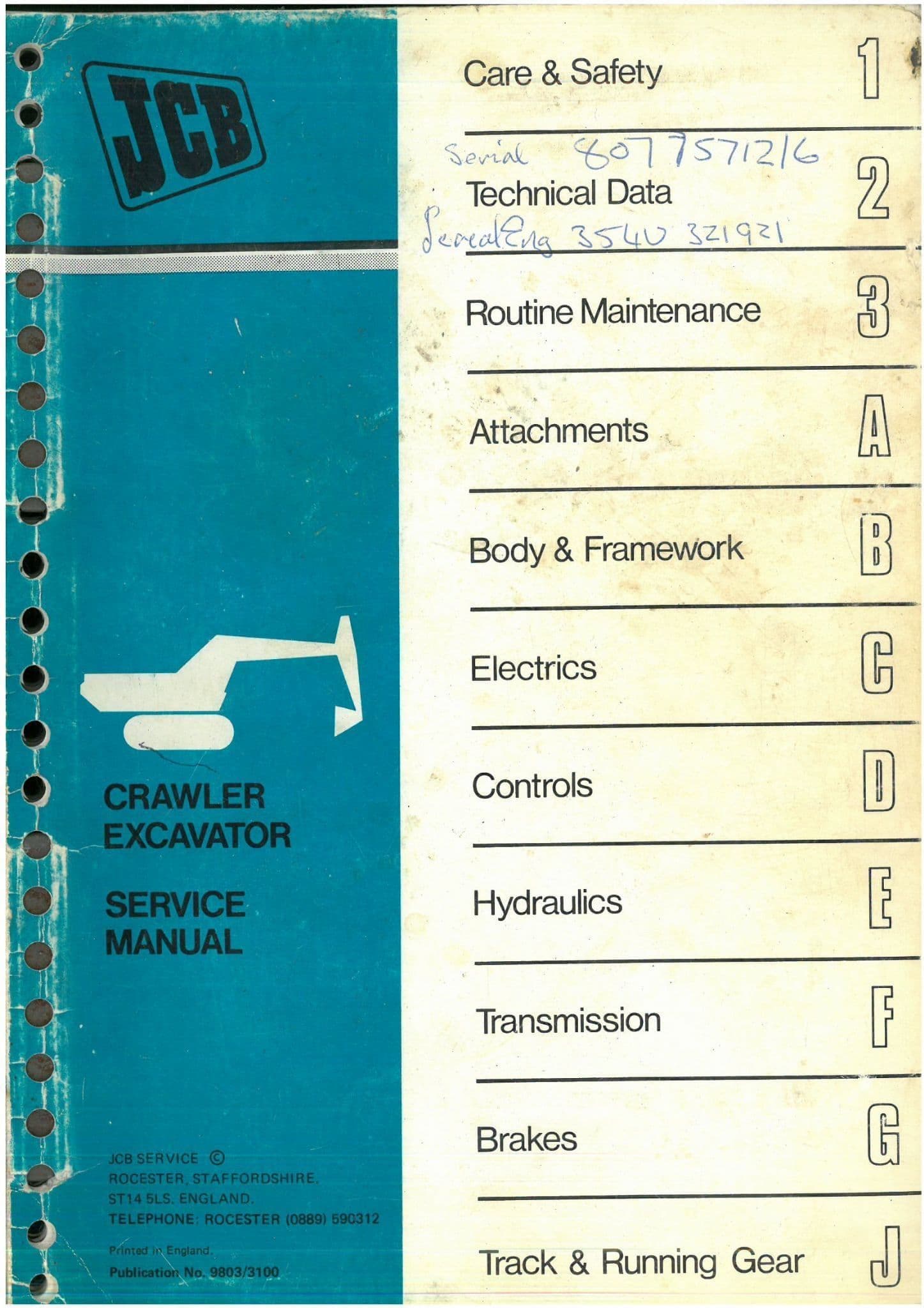 JCB Crawler Excavator 800 Series 805 806 806B 807 807B & 808 Workshop ...