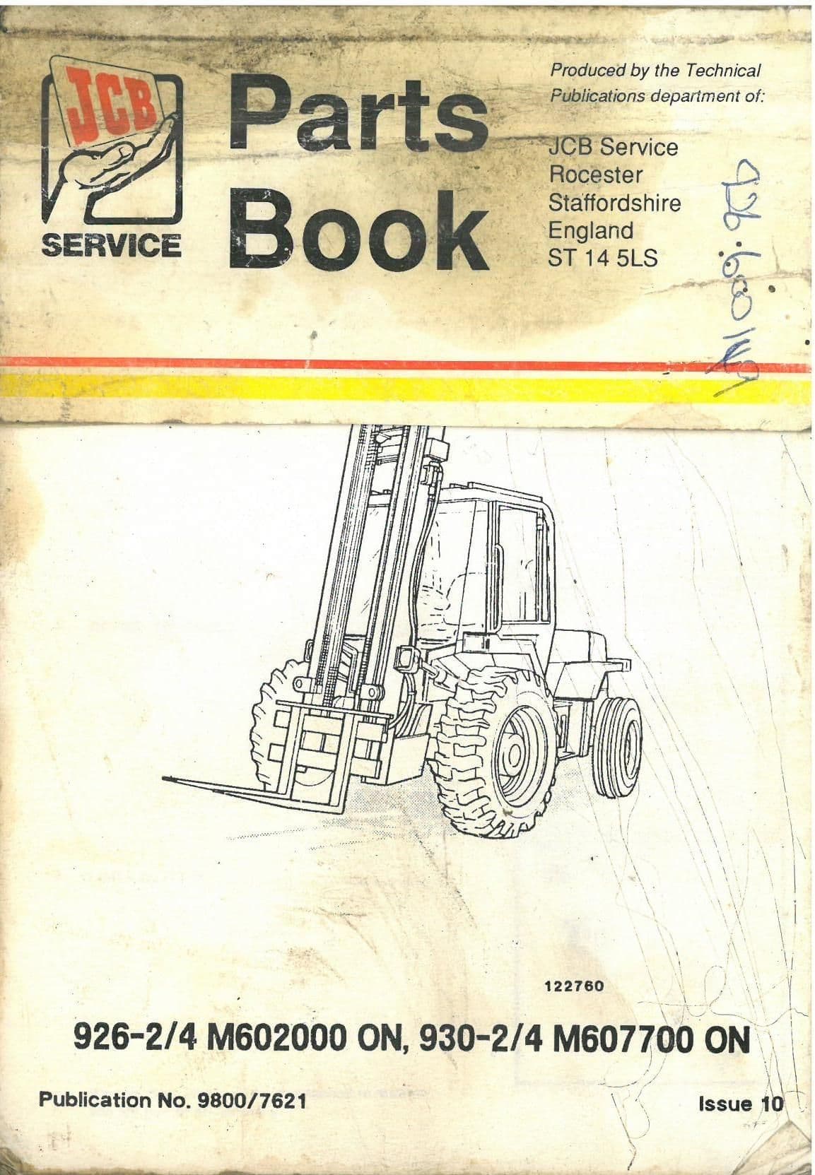JCB Forklift 926-2 926-4 930-2 & 930-4 Parts Manual