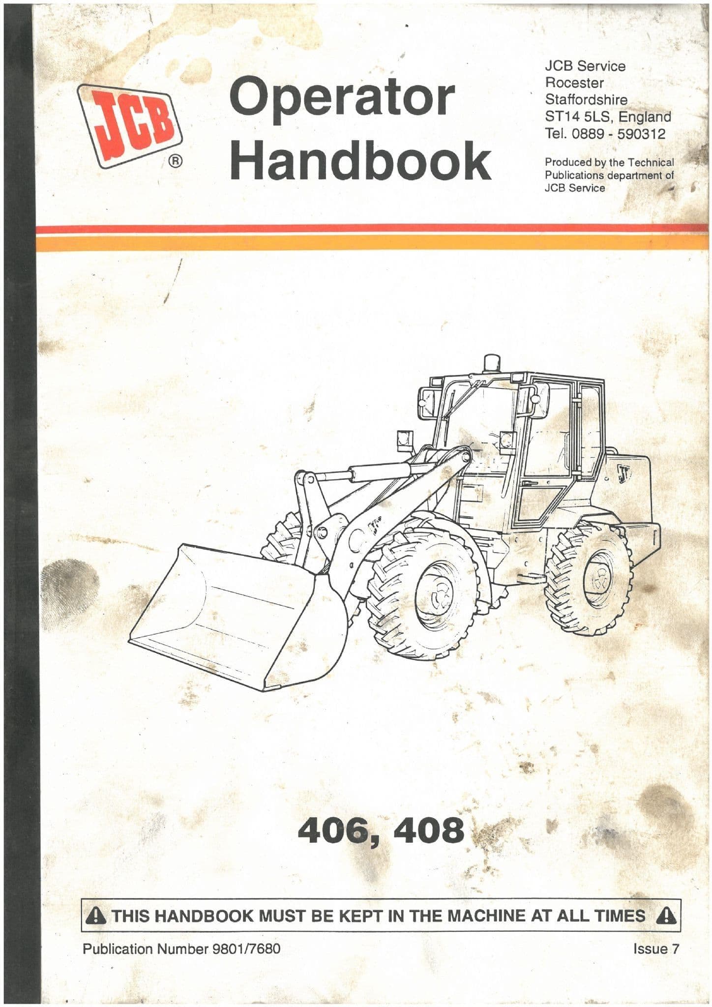 JCB Wheel Loader 406 & 408 Operators Manual
