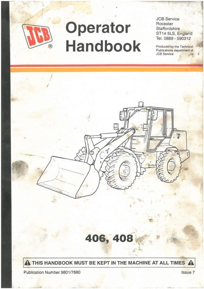 JCB Wheel Loader 406 & 408 Operators Manual