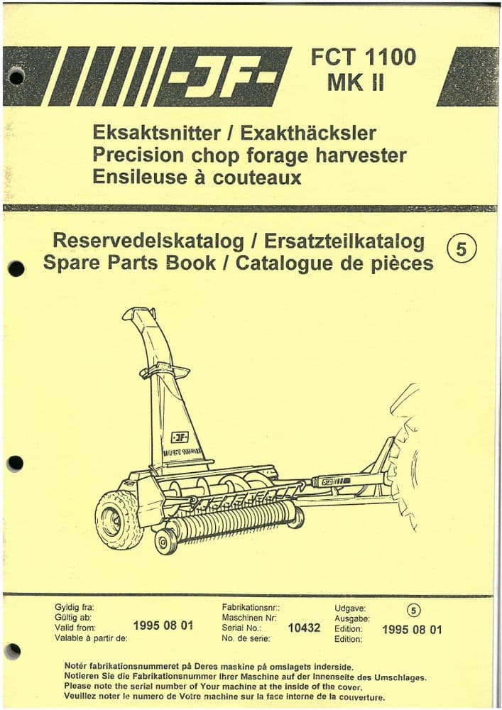 JF Precision Chop Forage Harvester FCT1100 MKII Parts Manual - FCT 1100 ...