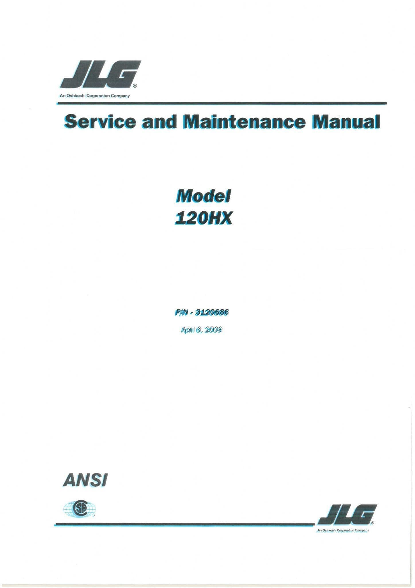 JLG Boom Lift 120HX Workshop Manual