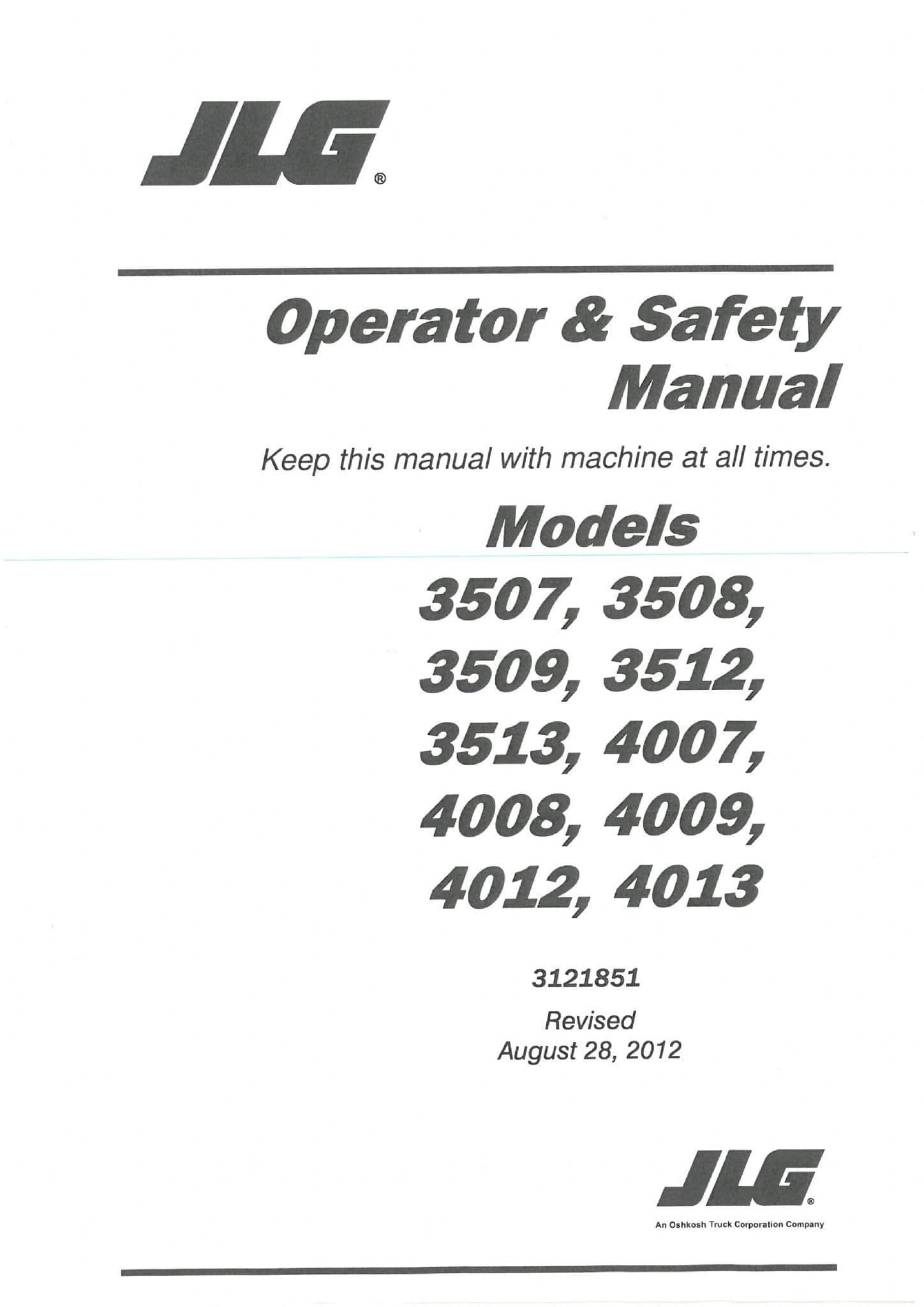 JLG Telehandler 3507 3508 3509 3512 3513 4007 4008 4009 4012 4013 ...