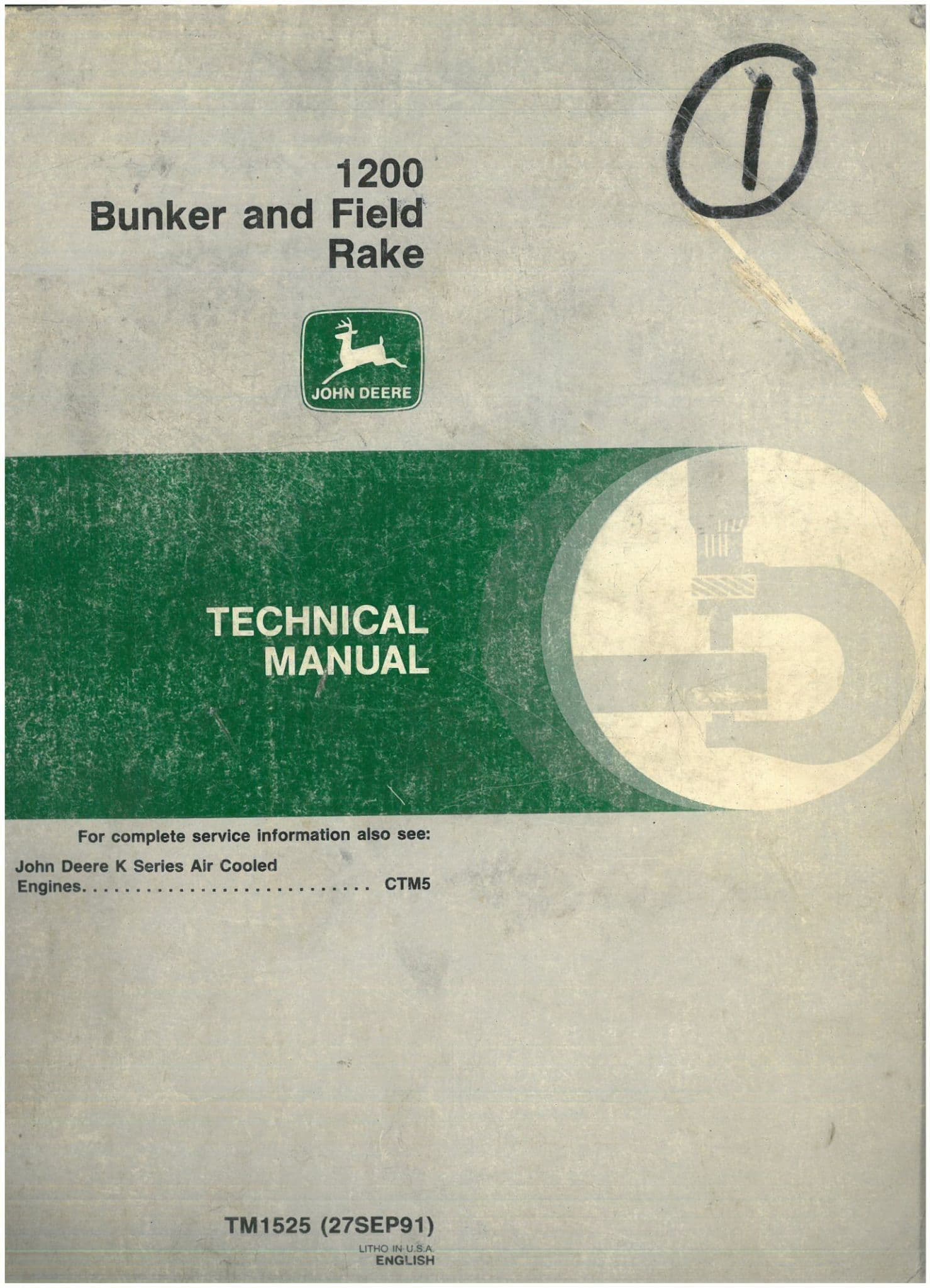 John Deere 1200 Bunker and Field Rake Workshop Service Manual
