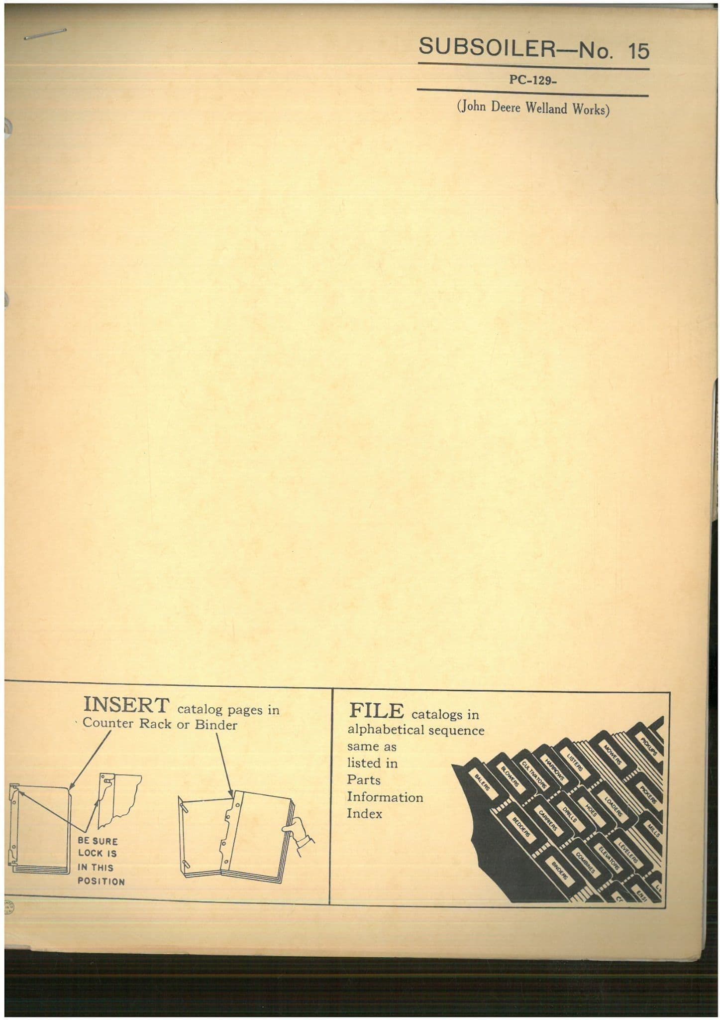 John Deere Subsoiler No 15 - PC129 Parts Manual
