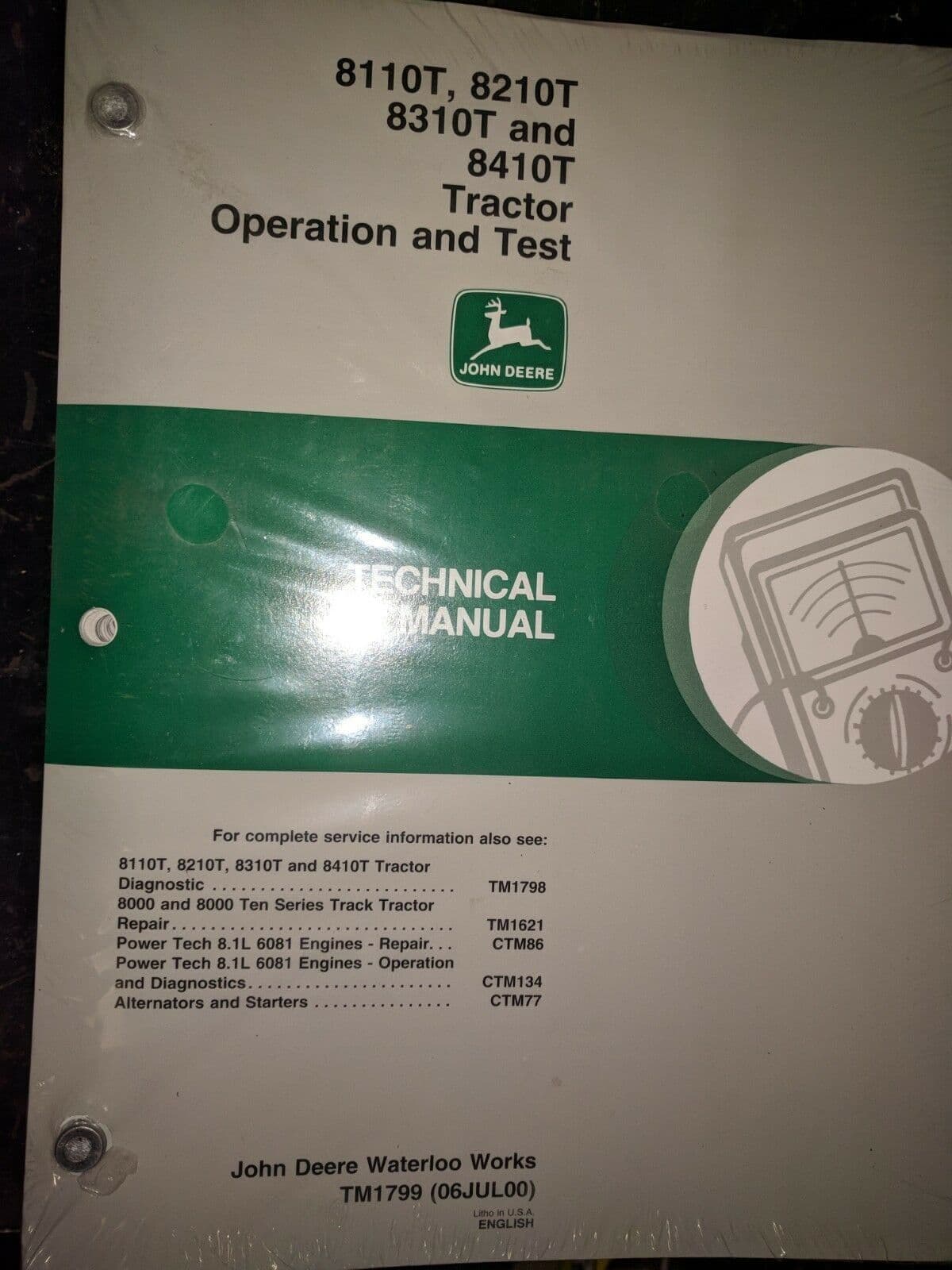 John Deere Tractor 8110T 8210T 8310T 8410T Operation and Test Technical ...