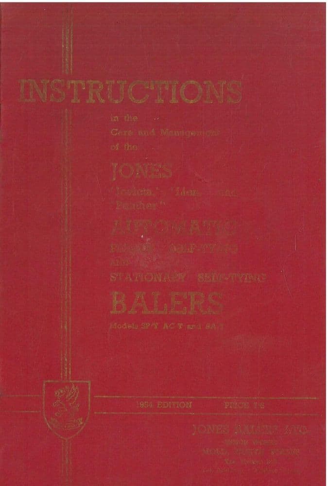 Jones Baler Invicta Lion & Panther Automatic Pick up and Stationary ...