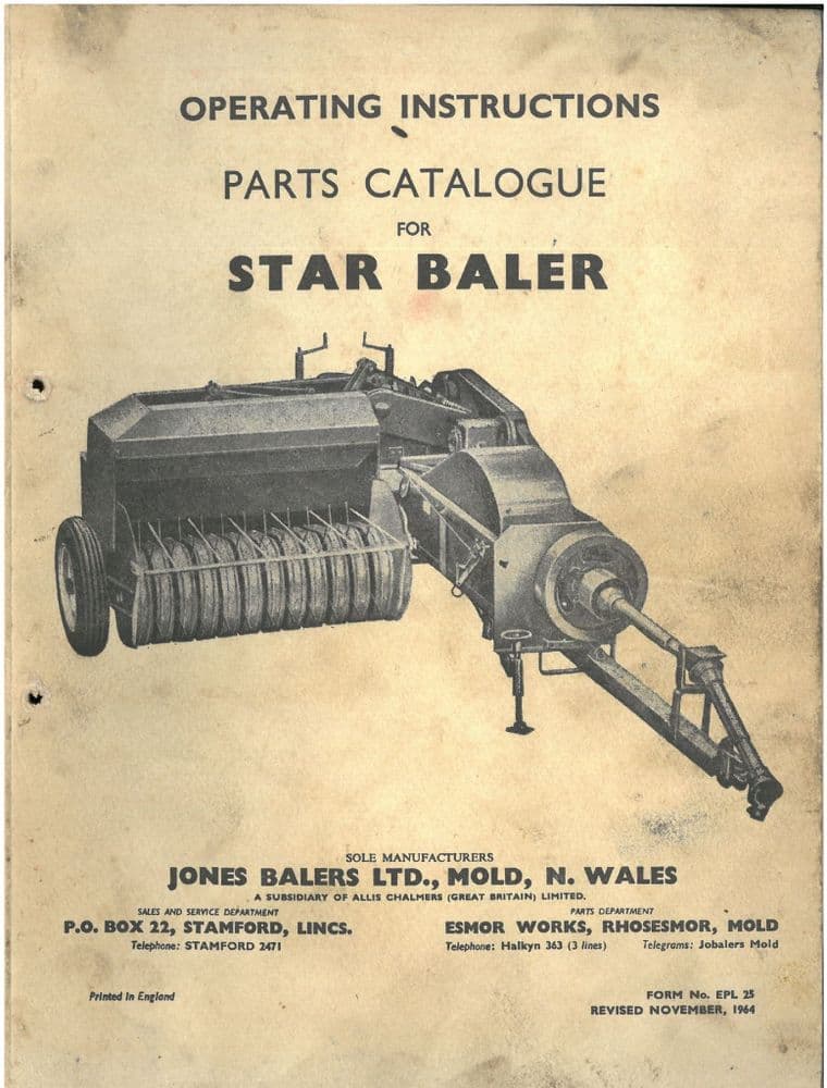 Jones Baler Star Baler Operators & Parts Manual