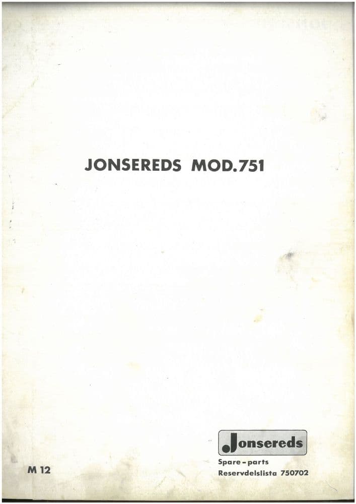 Jonsered Chainsaw Mod 751 Parts Manual - Mod 751