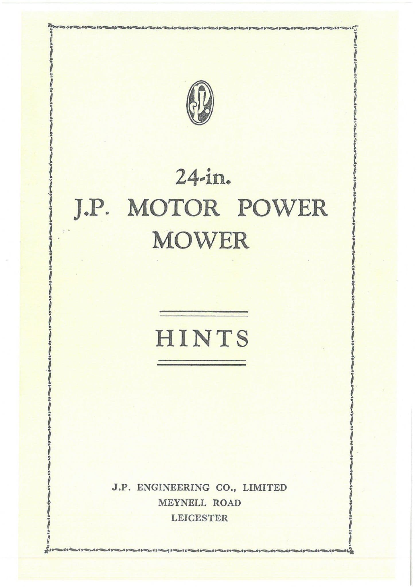 JP Mower Super Power 24inch Operators Manual 24"