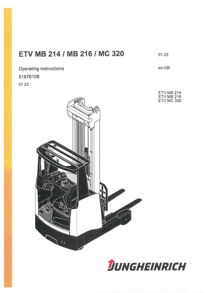 Jungheinrich Fork Lift Truck ETV MB214 MB216 MC320 Operators Manual