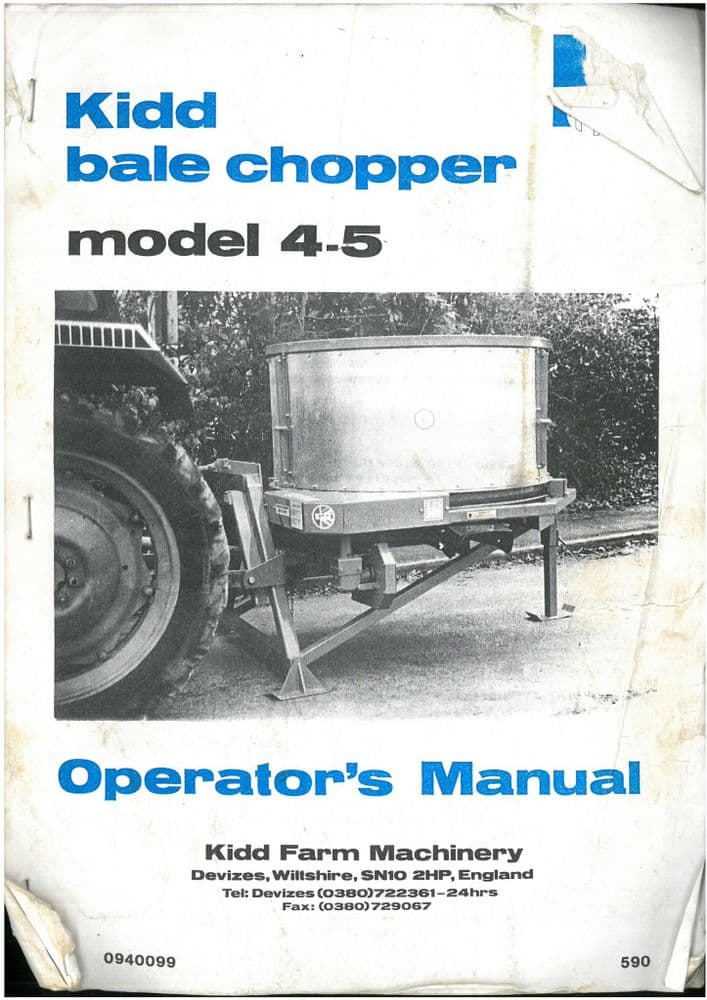 Kidd Bale Chopper Model 4-5 Operators Manual