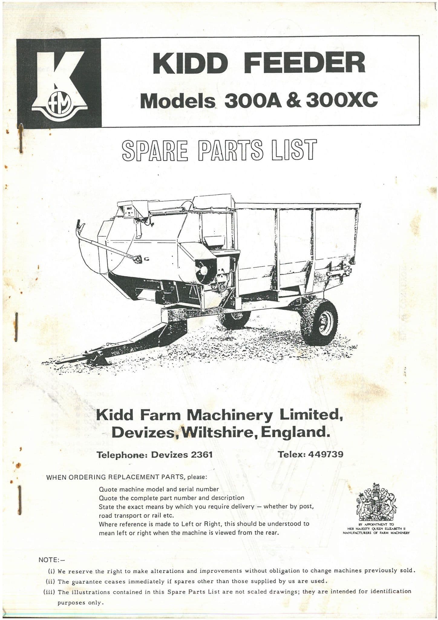 Kidd Feeder Model 300A & 300XC Parts Manual