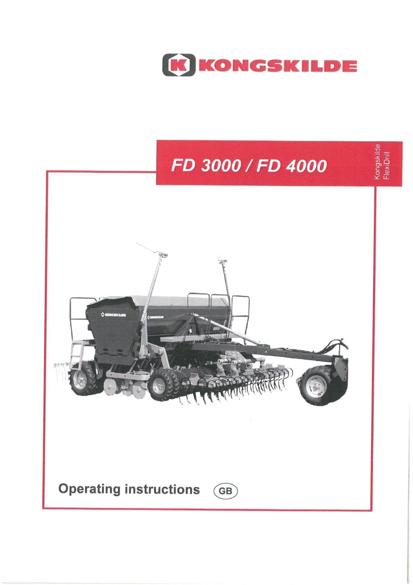 Kongskilde Seed Drill Flexidrill FD3000 FD4000 Operators Manual