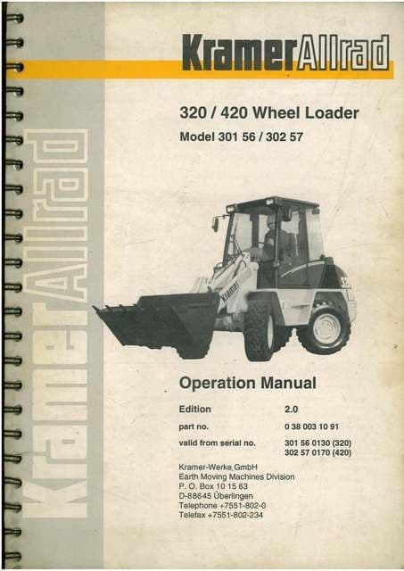 Kramer Allrad Wheel Loader 320 & 420 Operators Manual