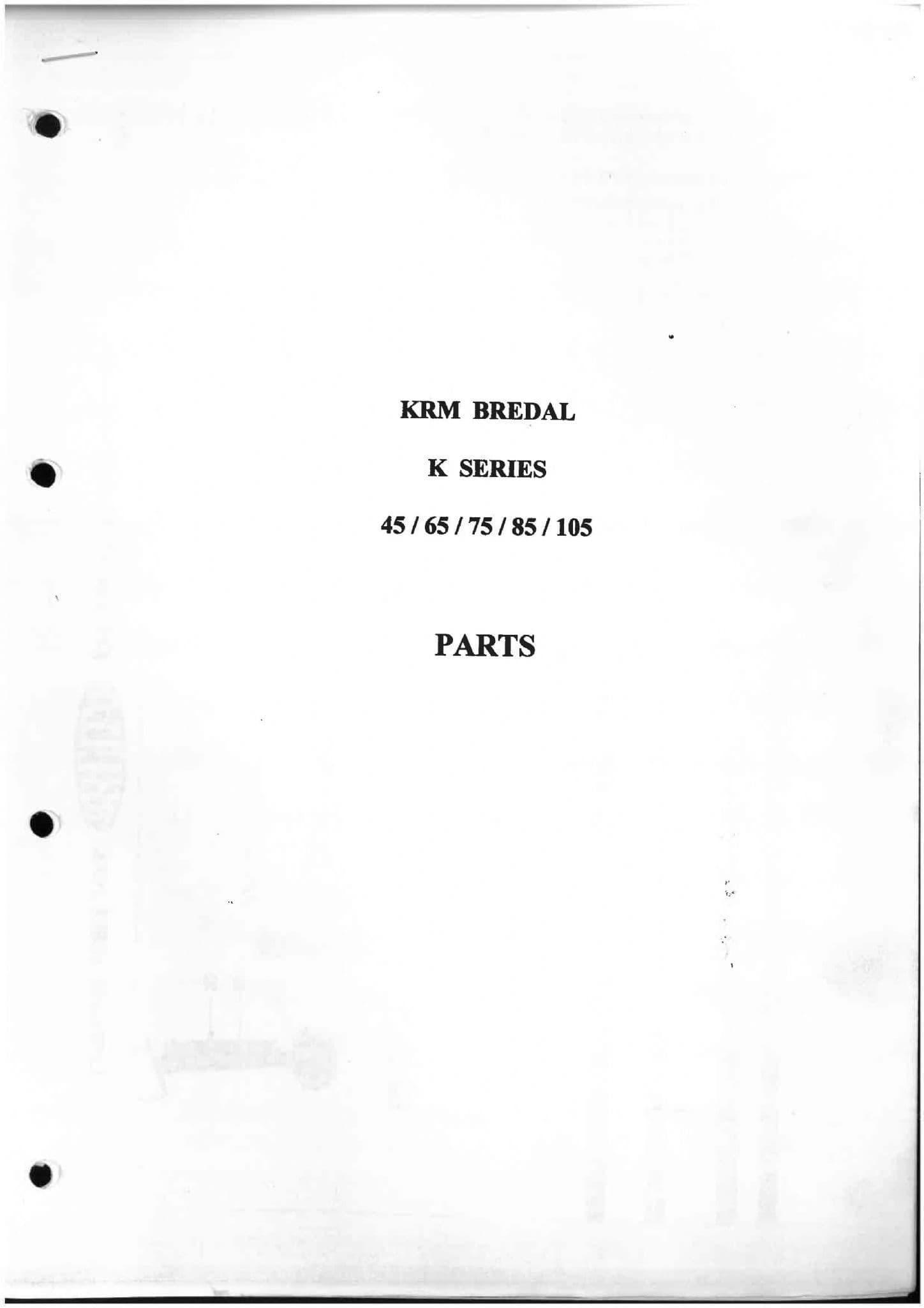 KRM Bredal Fertiliser Spreader K45 K65 K75 K85 K105 Parts Manual