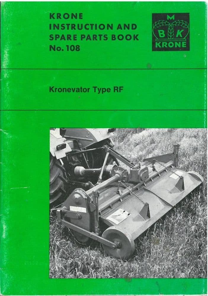 Krone Kronevator RF Operators Manual with Parts List