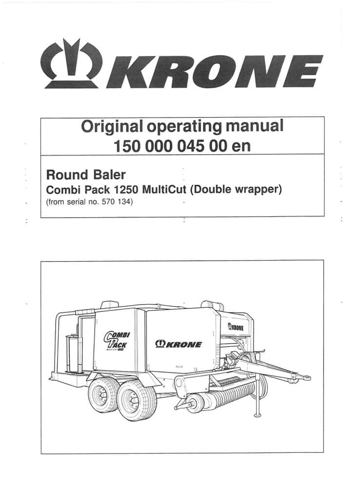 Krone Round Baler Combi Pack 1250 Multicut Double Wrapper Operators Manual