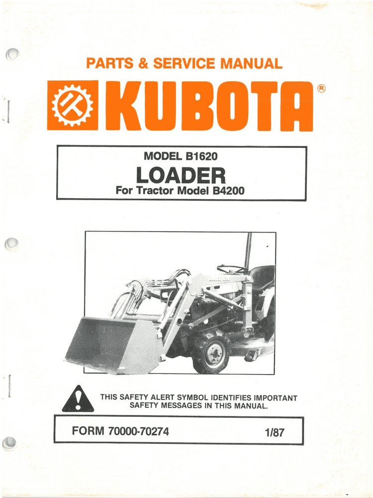 Kubota Model B1620 Loader For Tractor Model B4200 Parts and Maintenance ...