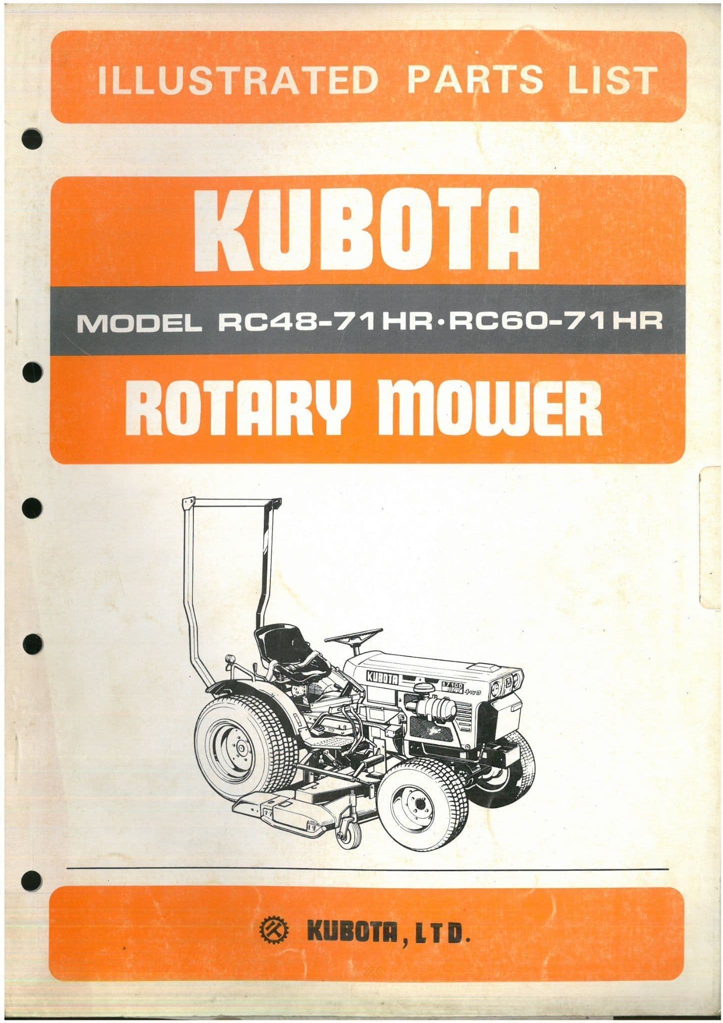 Kubota Rotary Mower RC48-71HR RC60-71HR Parts Manual