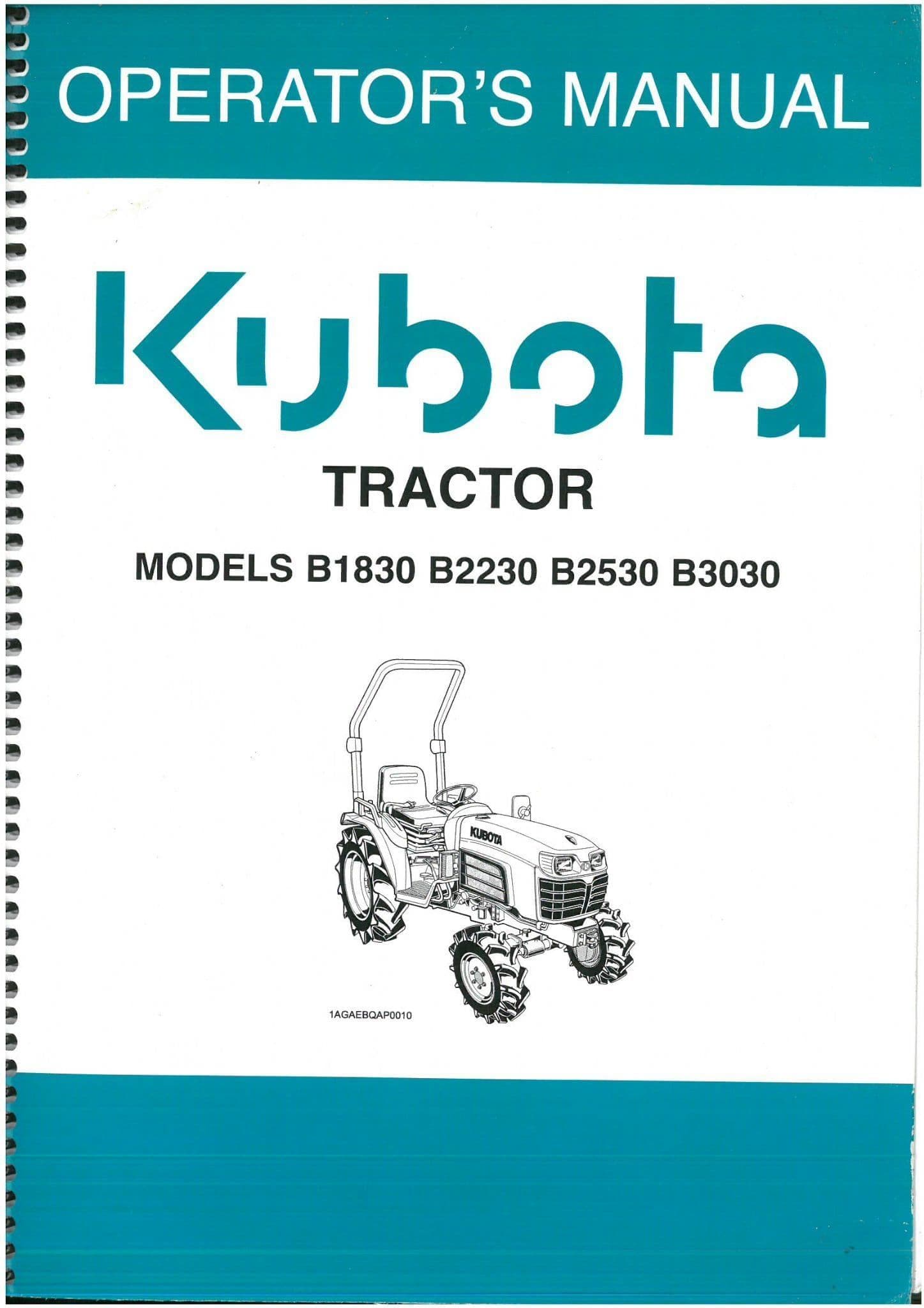 Kubota Tractor B1830 B2230 B2530 B3030 Operators Manual