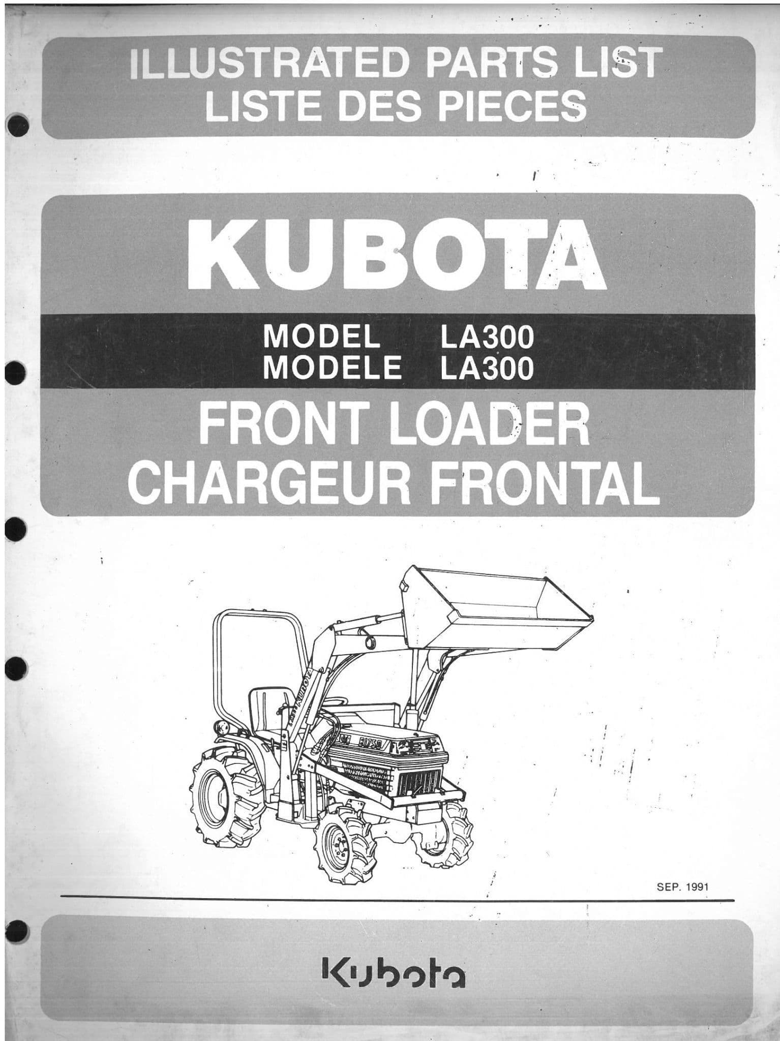 Kubota Tractor Front Loader LA300 Parts Manual LA 300