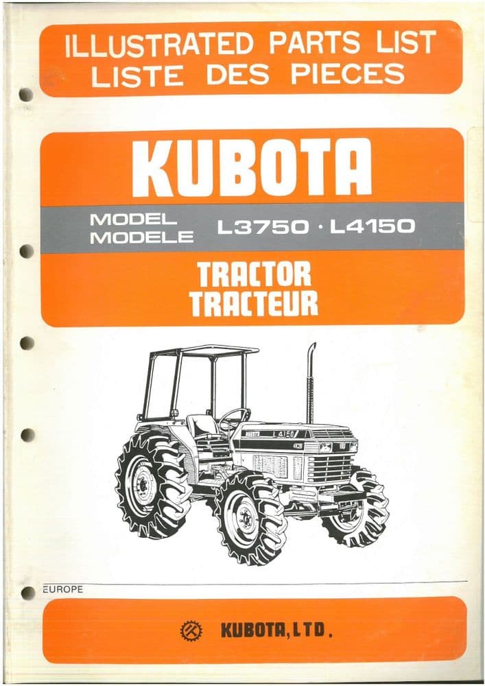 Kubota Tractor L3750 L4150 Parts Manual L 3750 4150