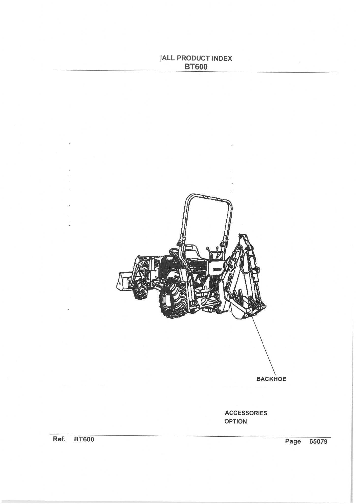 Kubota Tractor Loader Backhoe BT600 Parts Manual BT 600