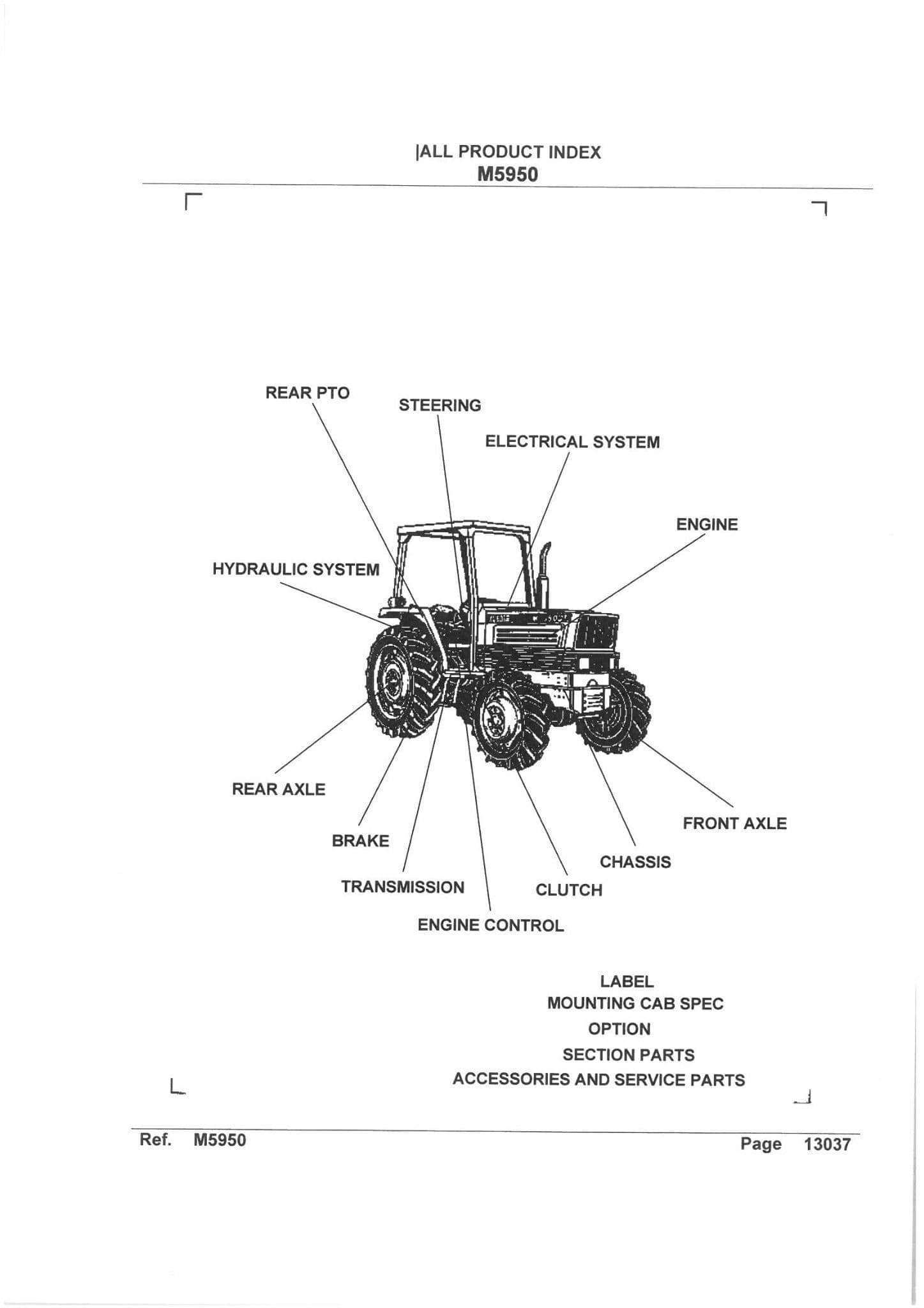 Kubota Tractor M5950 Parts Manual