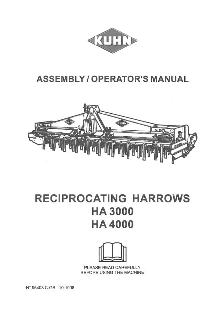 Kuhn Reciprocating Harrows HA3000 & HA4000 Operators Manual