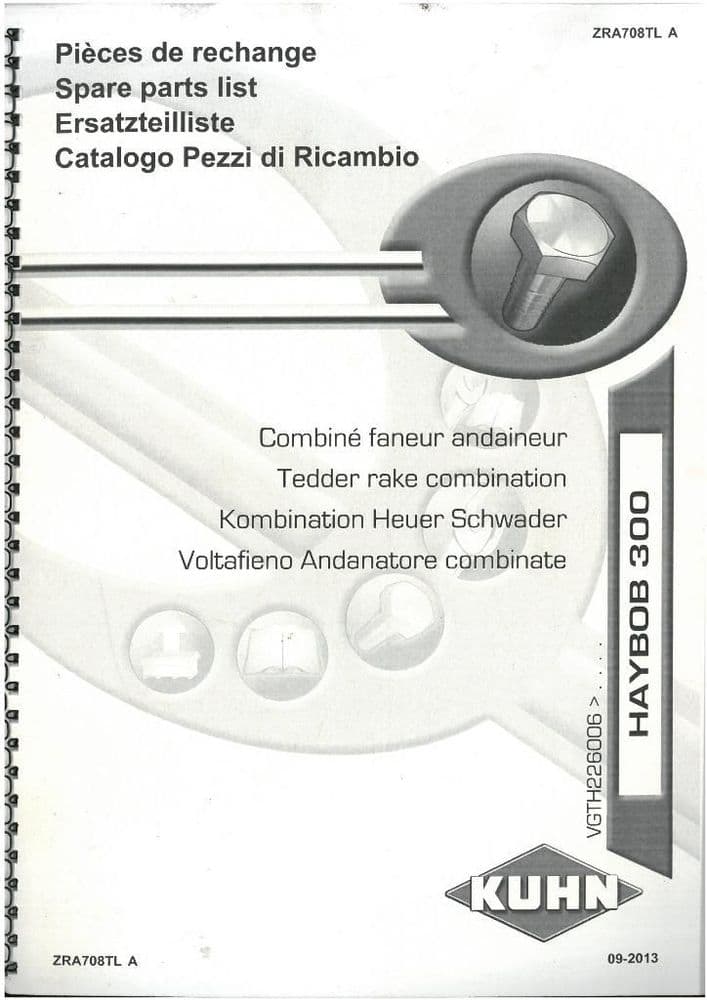 Kuhn Tedder Rake Haybob 300 Parts Manual