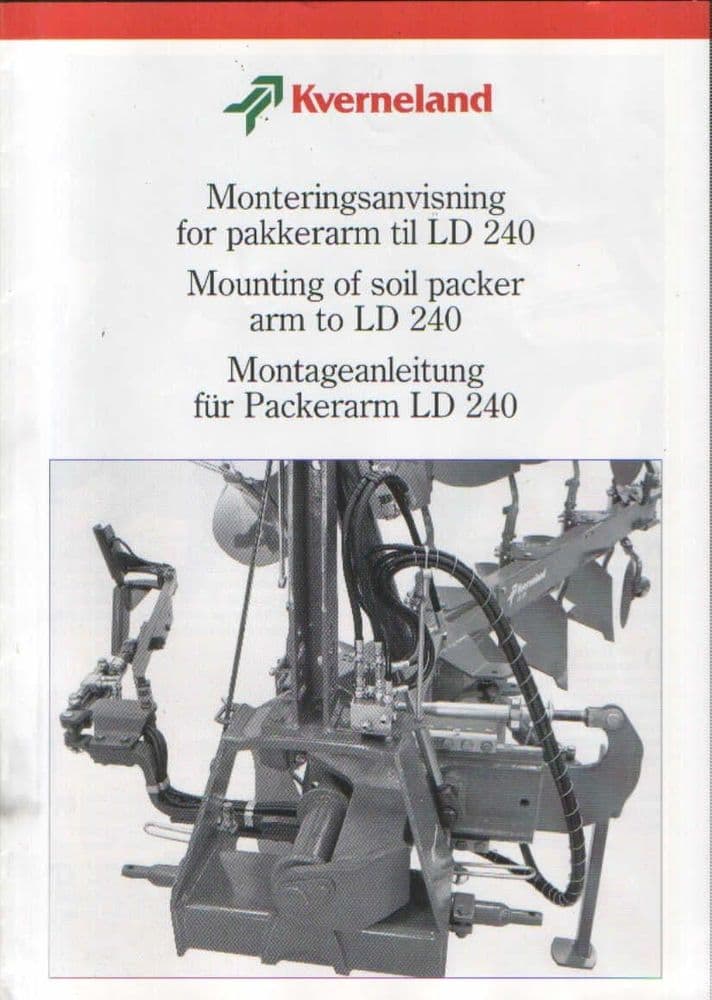 Kverneland Mounting of Soil Packer Arm To LD240 Manual LD 240
