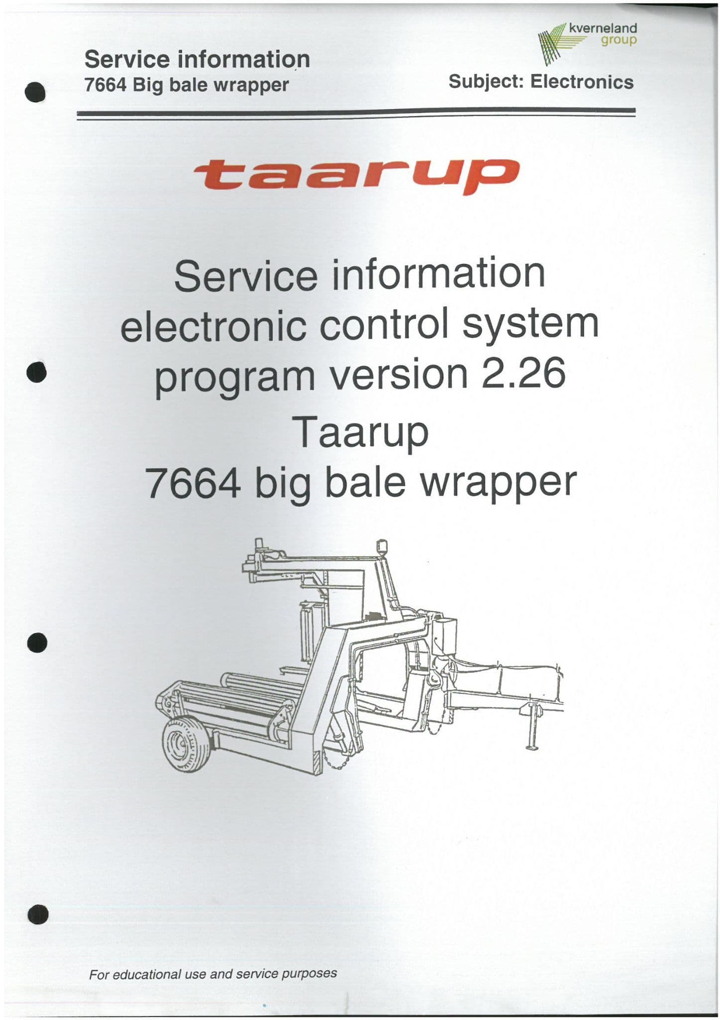 Kverneland Taarup Bale Wrapper 7664 Pro Hydraulic and Electronics ...