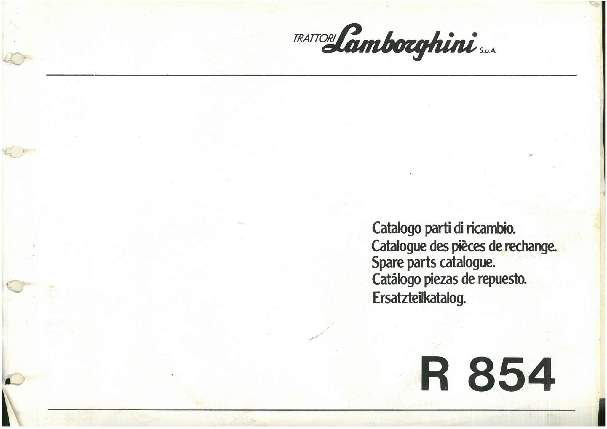 Lamborghini Tractor R854 Parts Manual - R 854