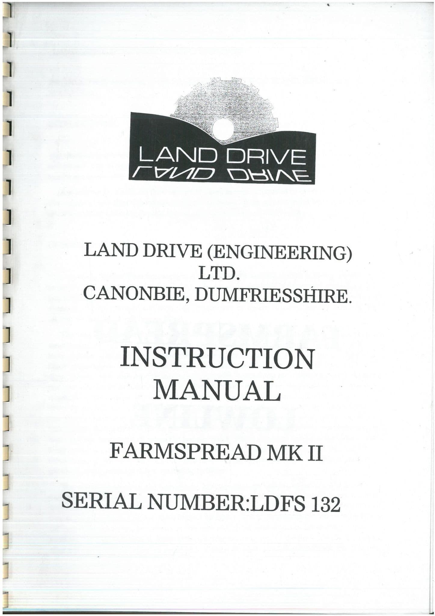Land Drive Lime and Fertiliser Spreader Farmspread MKII Operators Manual