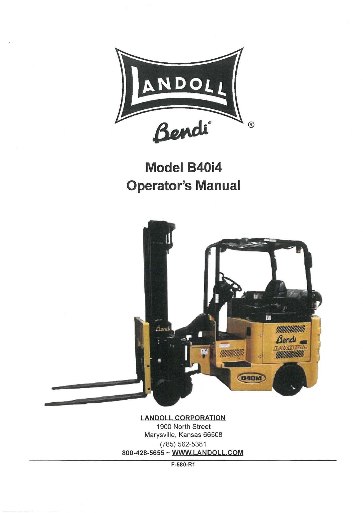 Landoll Bendi Forklift Truck Model B40i4 Operators Manual