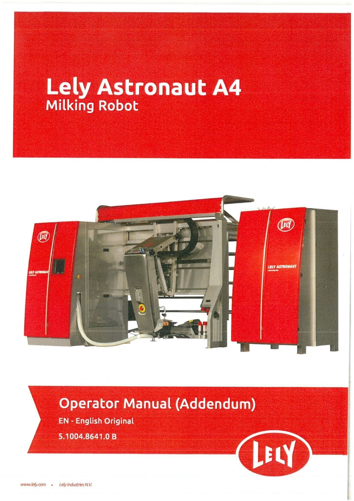 Lely Astronaut Milking Robot A4 Operators Manual