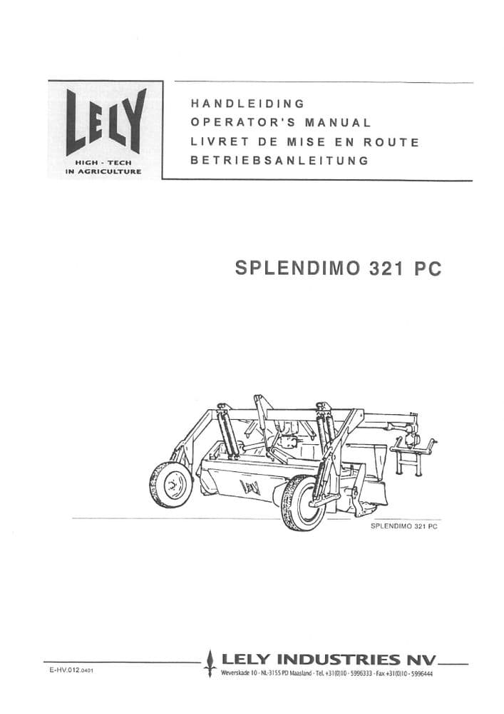 Lely Splendimo 321PC Operators Manual