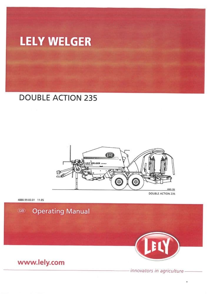 Lely Welger Baler Double Action 235 Operators Manual