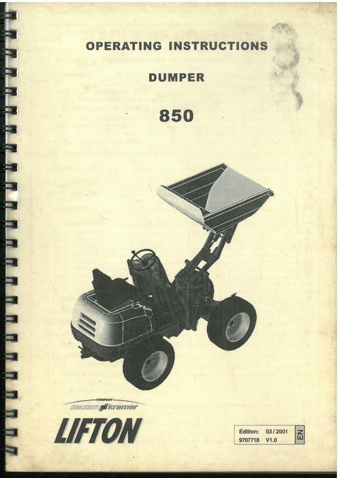 Lifton Dumper 850 Operators Manual