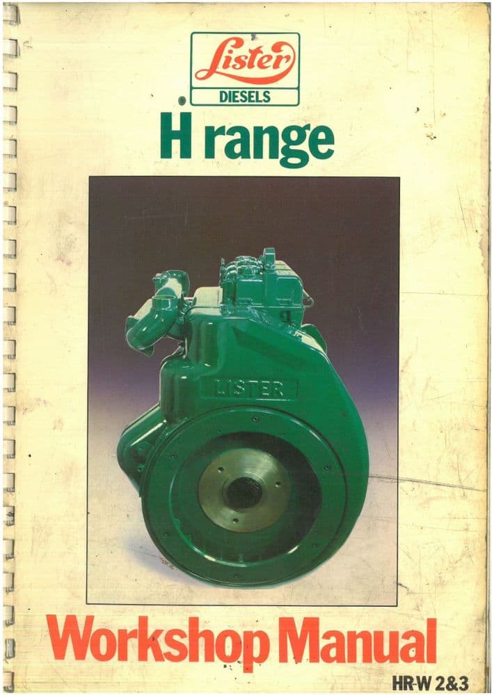 Lister Petter Engine H Range - HR2 HRW2 HR3 HRW3 Workshop Service Manual