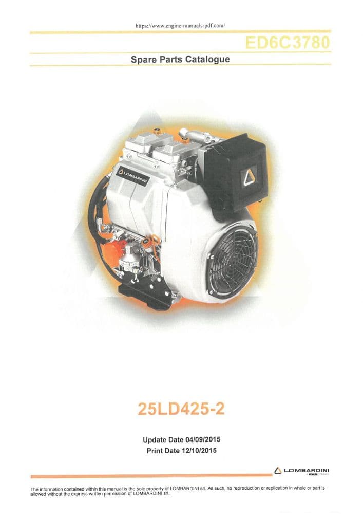 Lombardini Engine 25LD425-2 Parts Manual