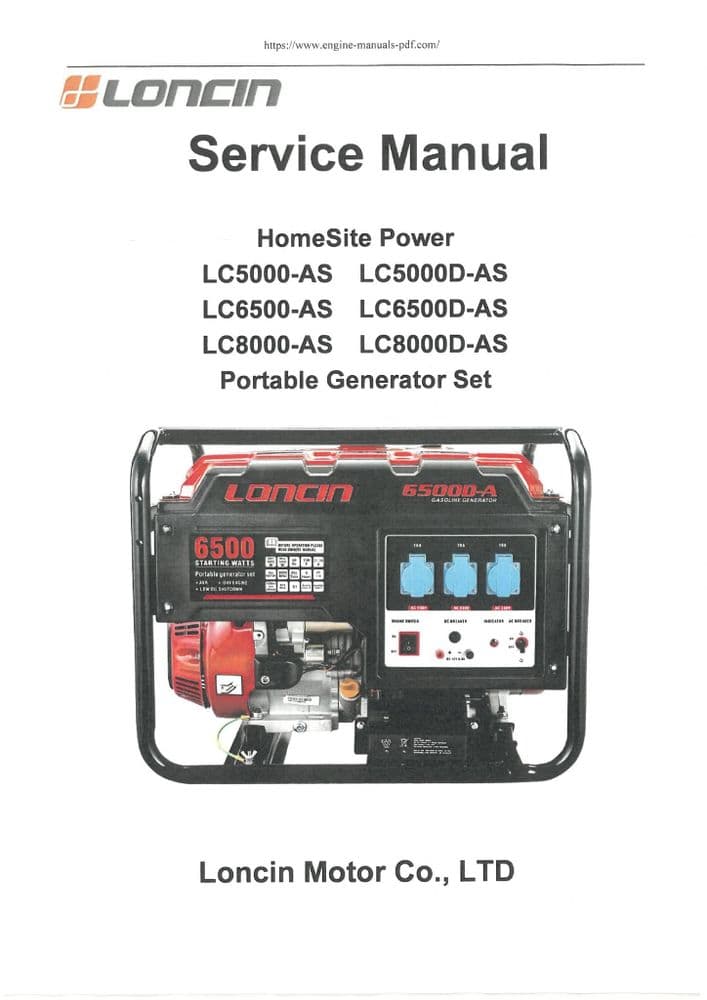 Loncin Portable Generator Set LC5000AS LC500DAS LC6500AS LC6500DAS ...