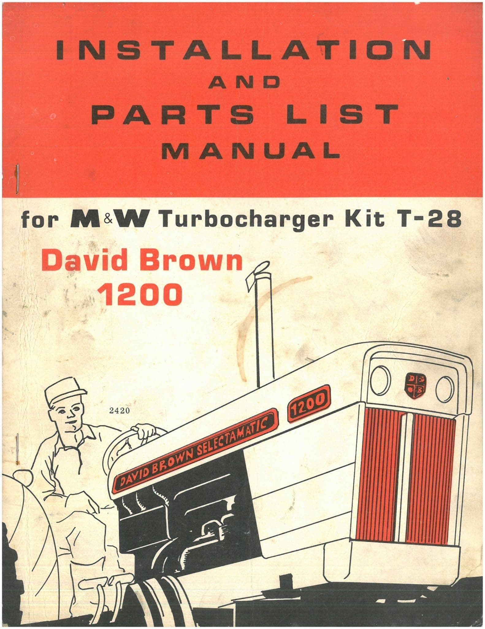 M&W Turbocharger Kit T28 David Brown Tractor 1200 Installation & Parts ...