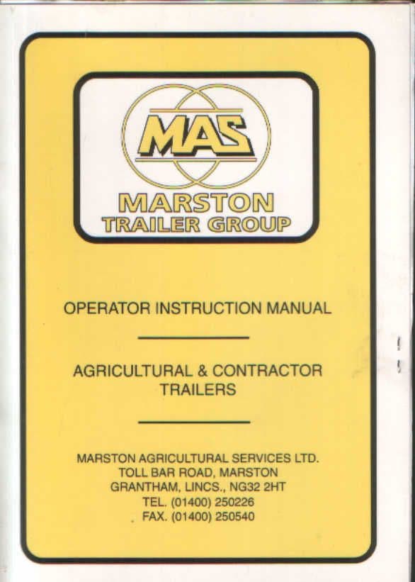 Marston Trailer SR8T Operators Manual