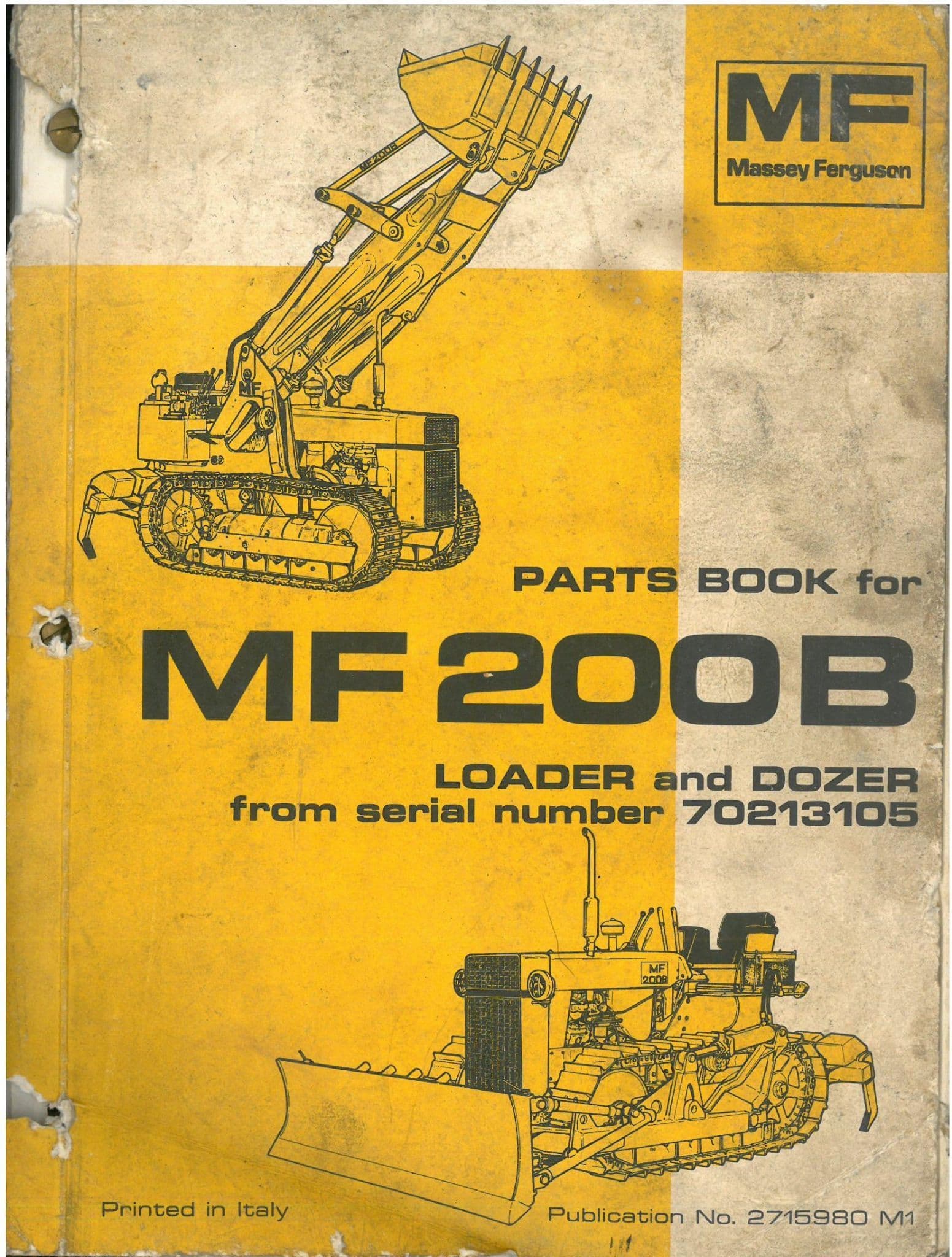Massey Ferguson Crawler Tractor MF200B Loader Dozer Parts Manual - MF ...