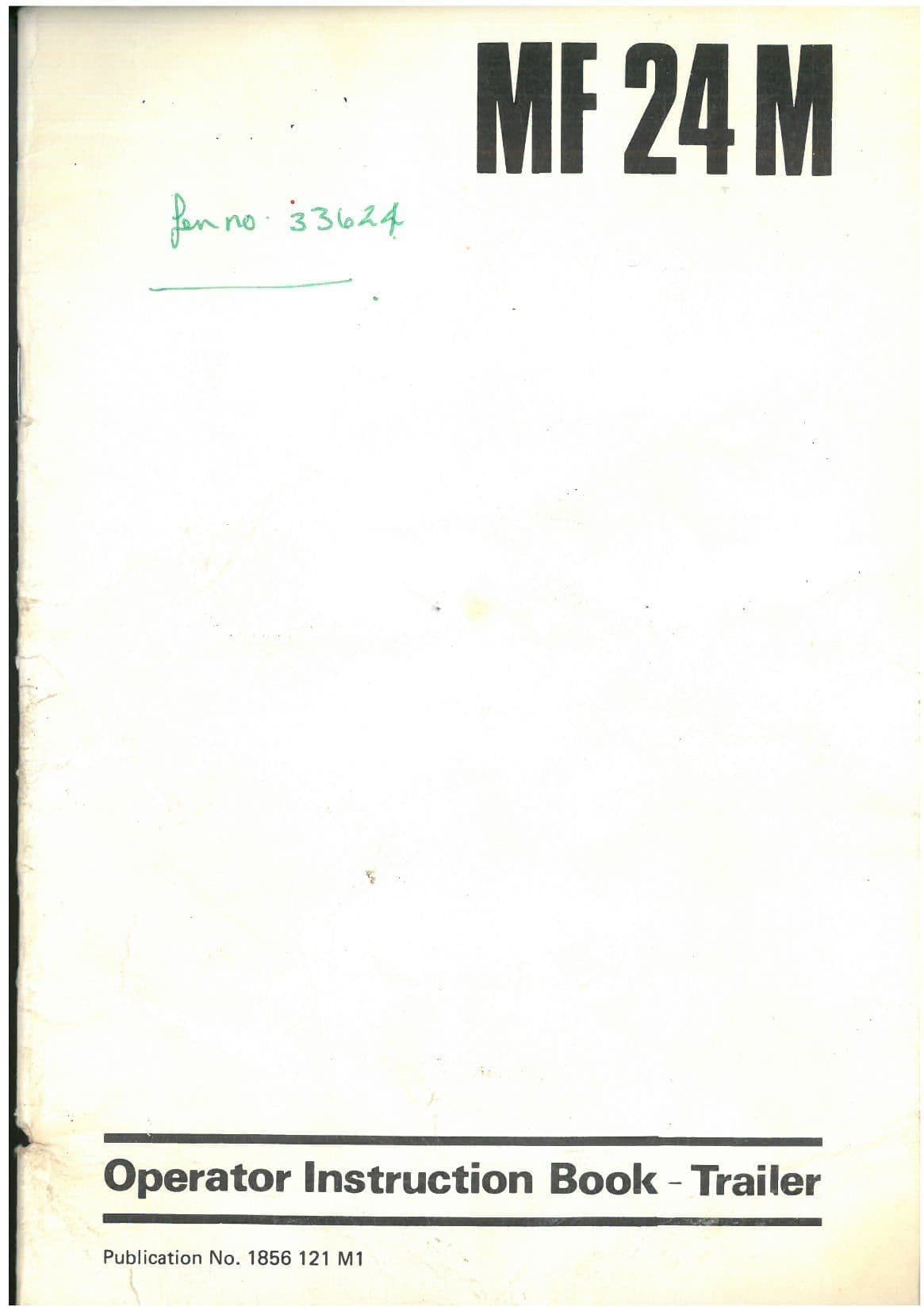 Massey Ferguson MF24M Trailer Operators Manual MF 24 M