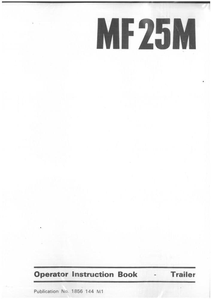 Massey Ferguson MF25M Trailer Operators Manual - MF 25 M
