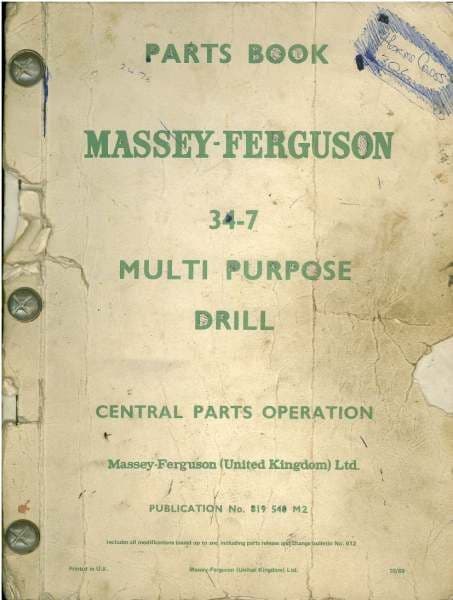 Massey Ferguson MF34 Drill Parts Manual - MF 34